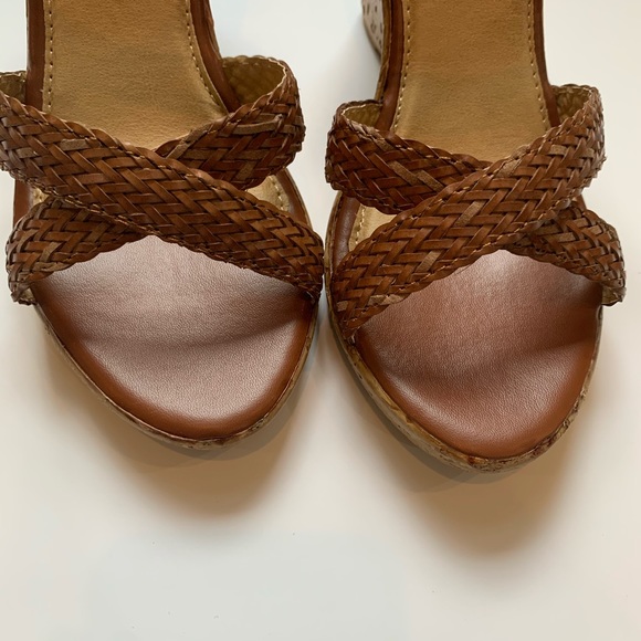 Pierre Dumas | Shoes | Pierre Dumas Brown Woven Wedge Slide Sandals ...